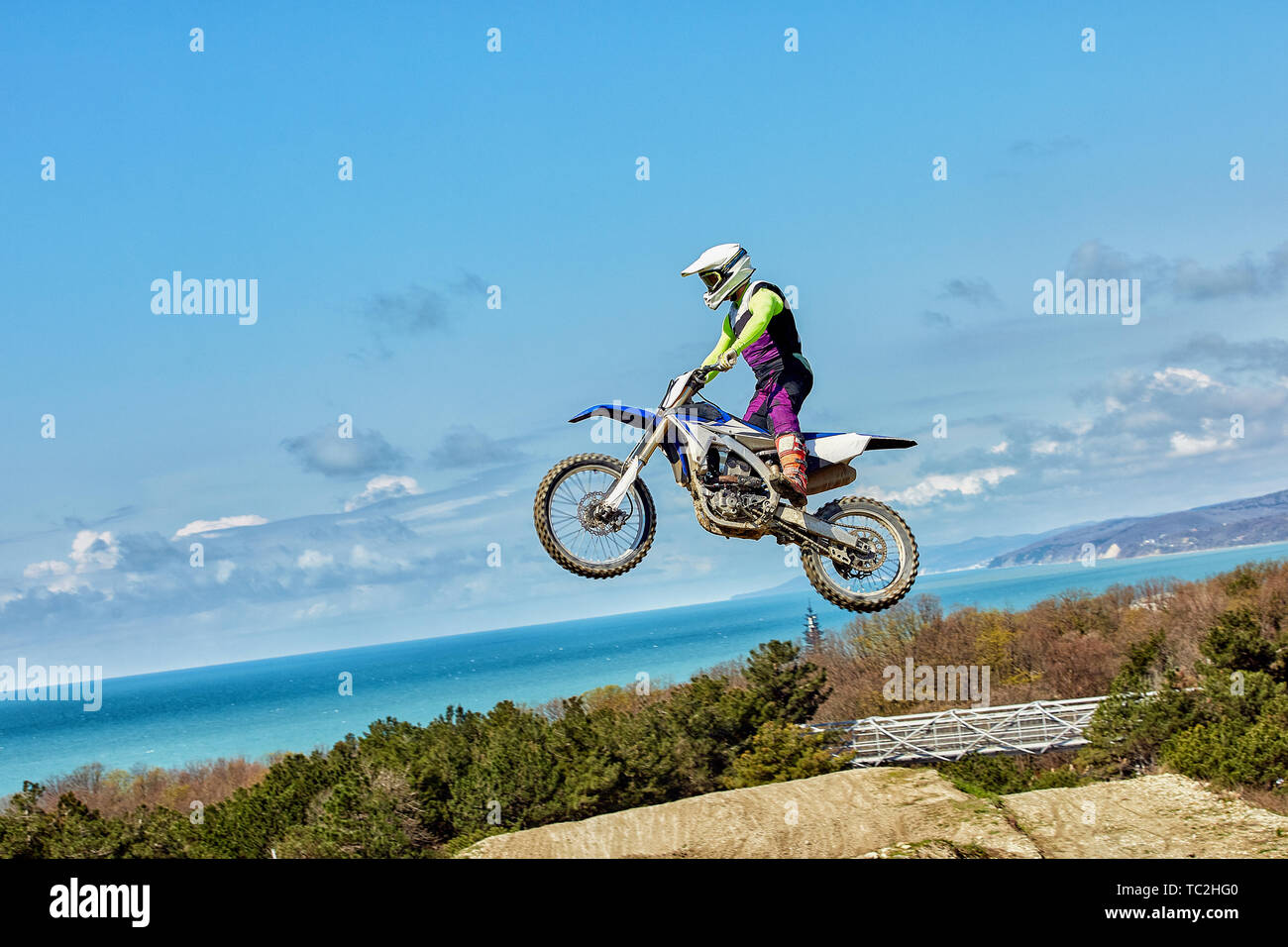 Motorcycle silhouette are jumping hi-res stock photography and images ...