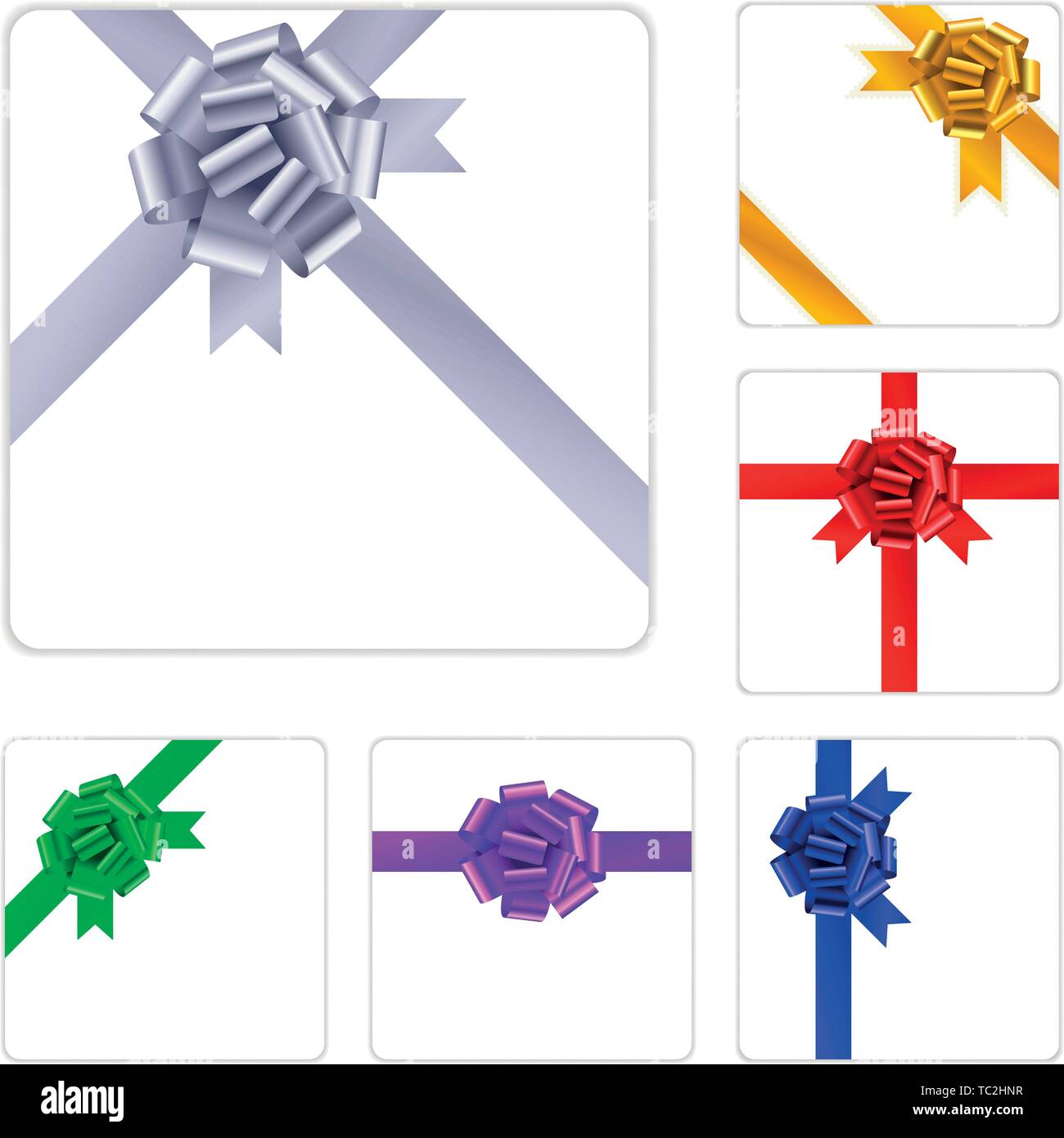 Vector illustration. Square boxes with color bows and ribbons Stock ...