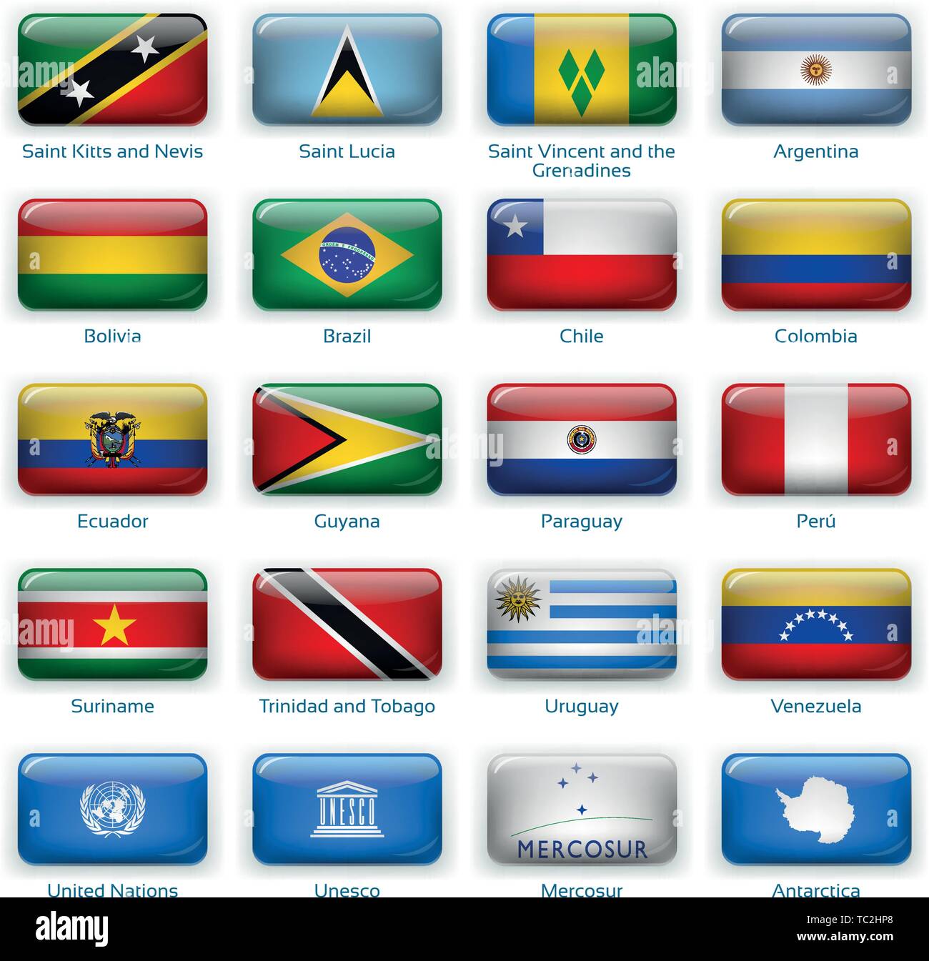 Button flags America two. Vector illustration. 3 layers. Shadows, flat ...