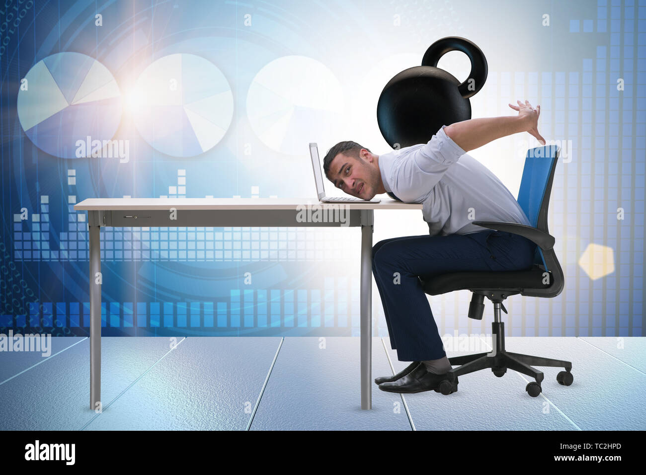 Employee with burden of work Stock Photo - Alamy