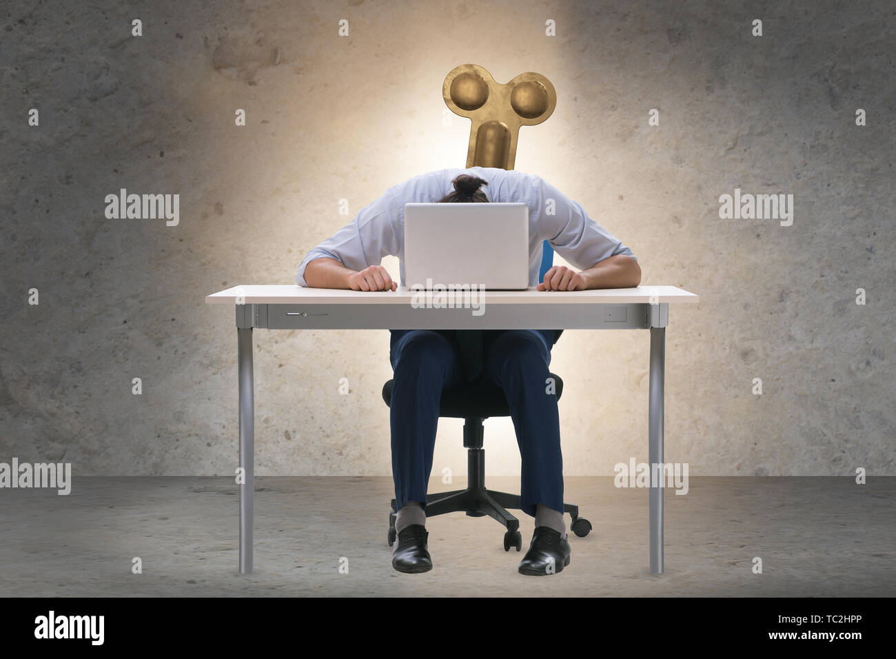 Employee losing energy from too much work Stock Photo - Alamy