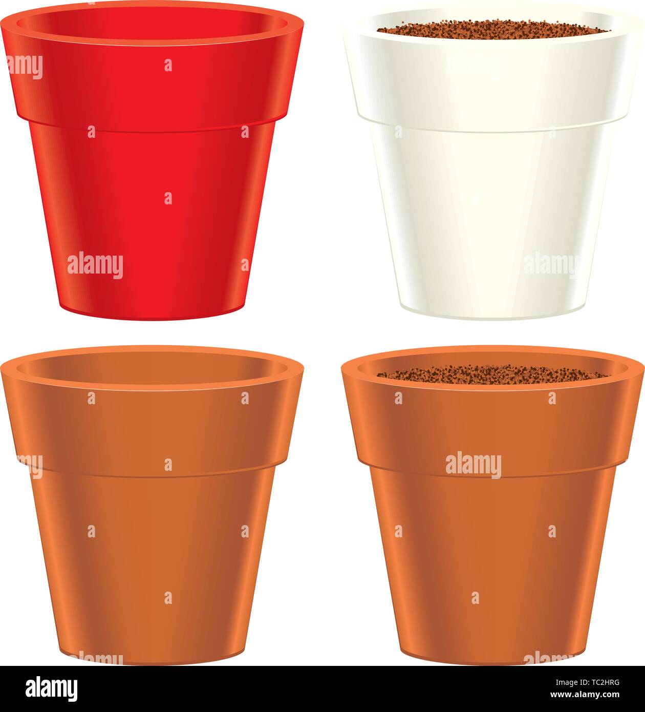 Vector illustration. Flower pot in four different colors. Clean and ...