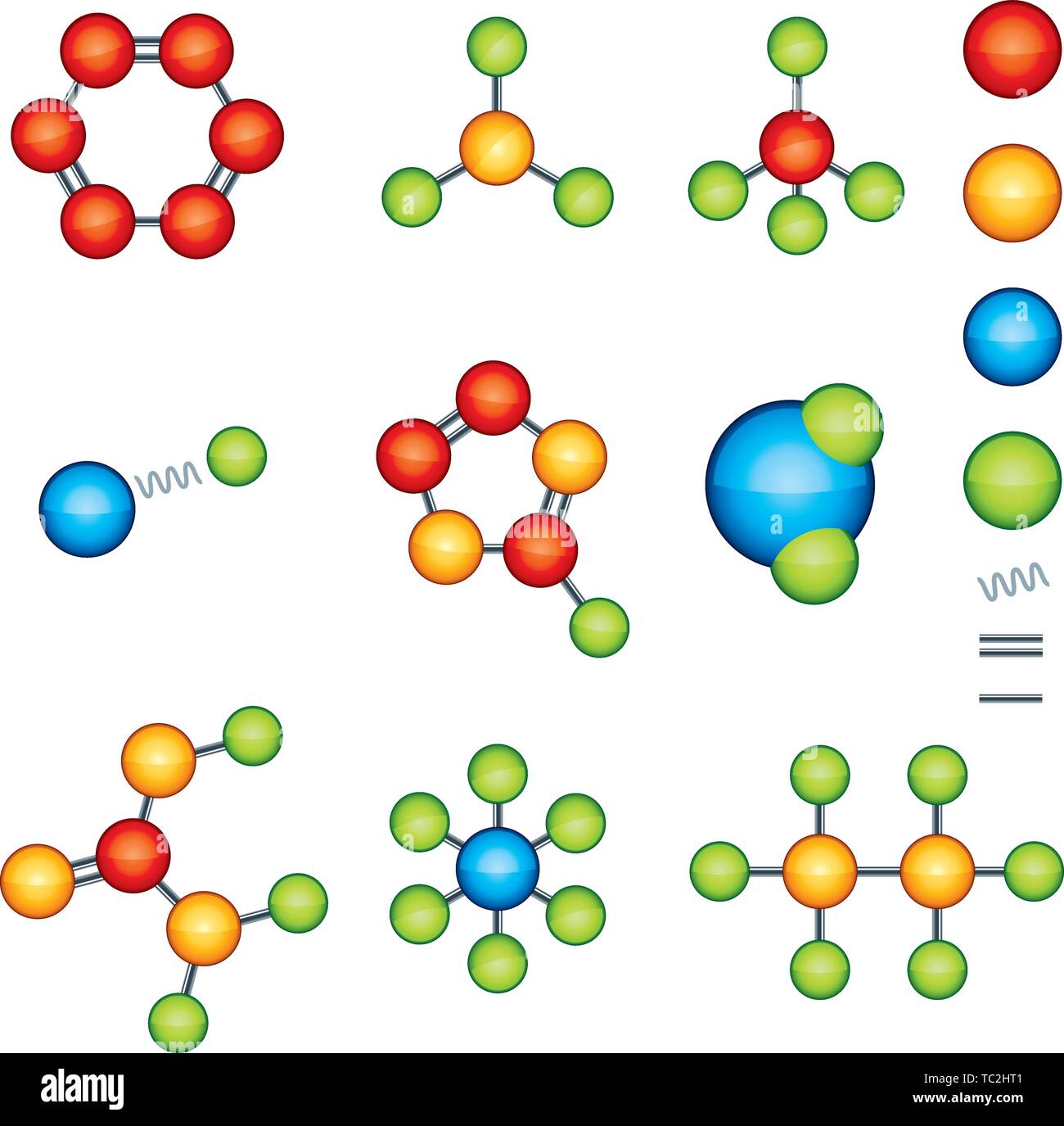 Vector illustration. Shiny molecule modules system. Editable parts ...
