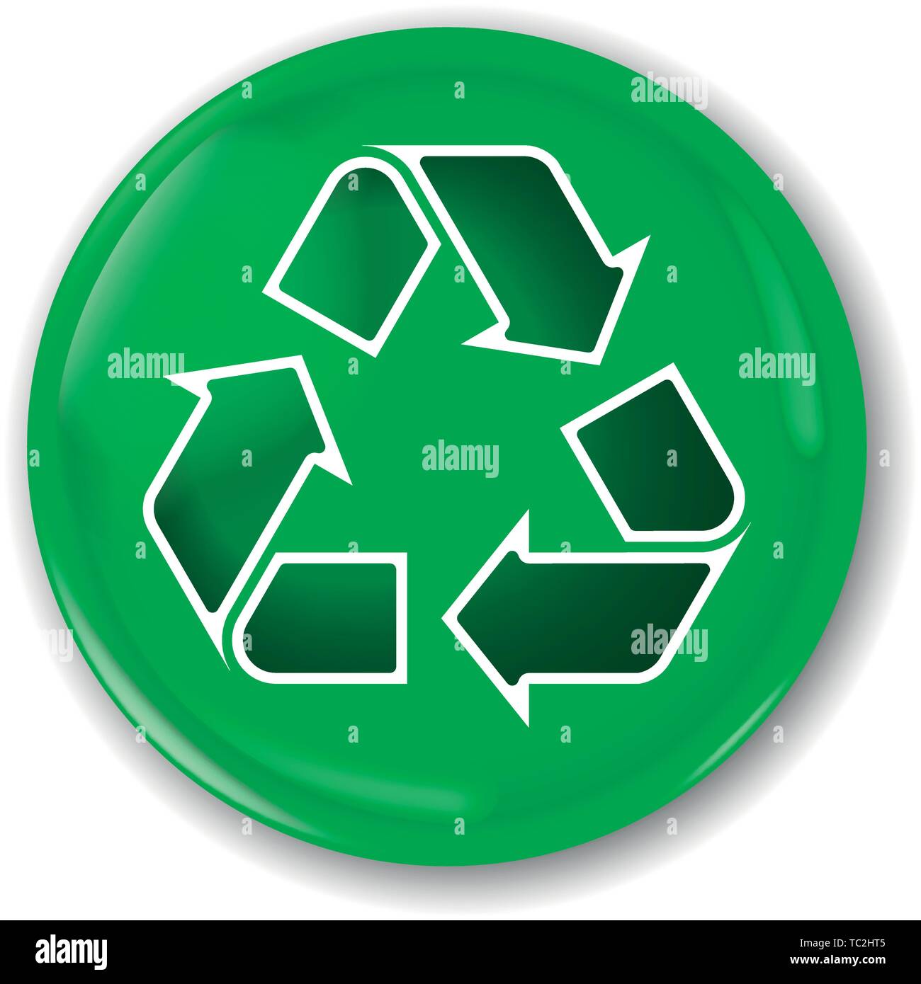 Recycle sign badge. Vector illustration. 3 layers. Shadows, flat flag ...