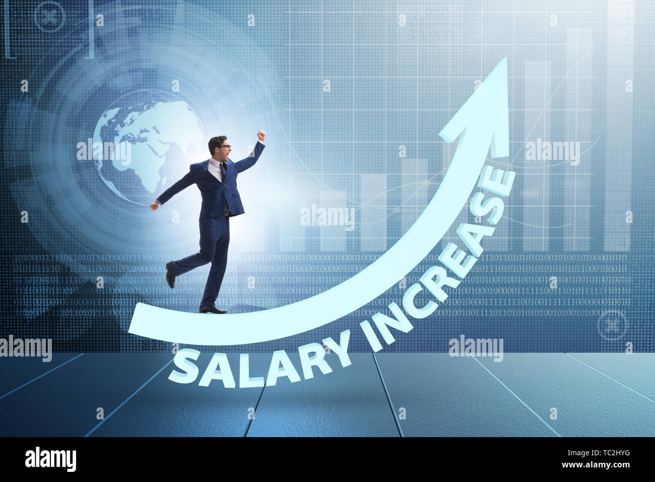 Employee in salary increase concept Stock Photo - Alamy