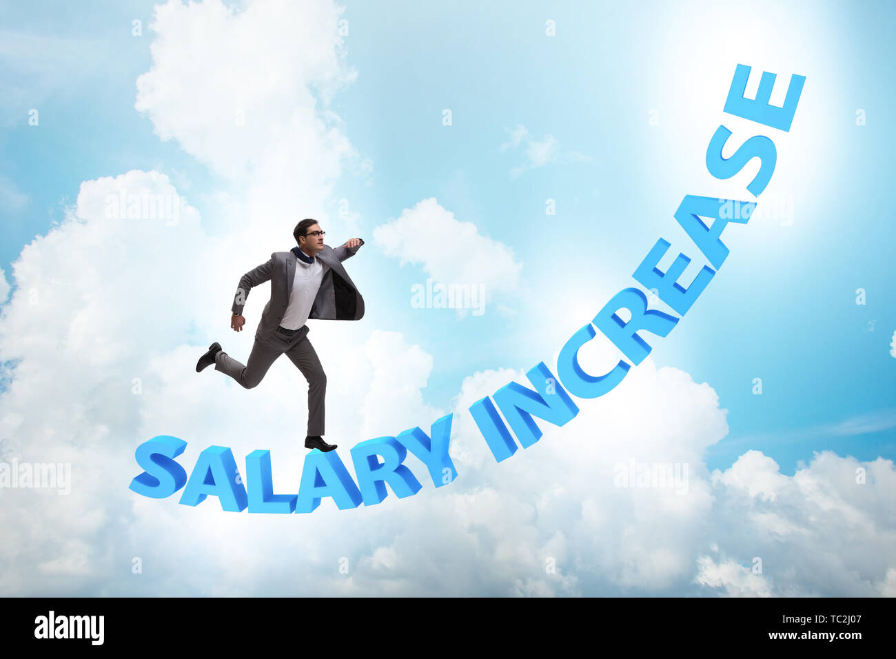 Employee in salary increase concept Stock Photo - Alamy