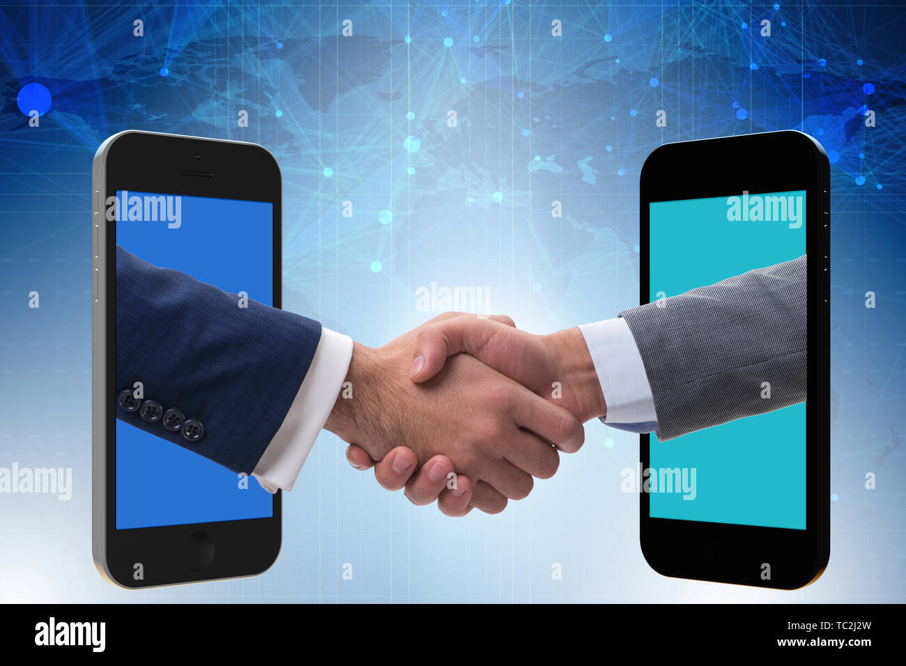 Concept of communication with businessmen handshaking Stock Photo - Alamy