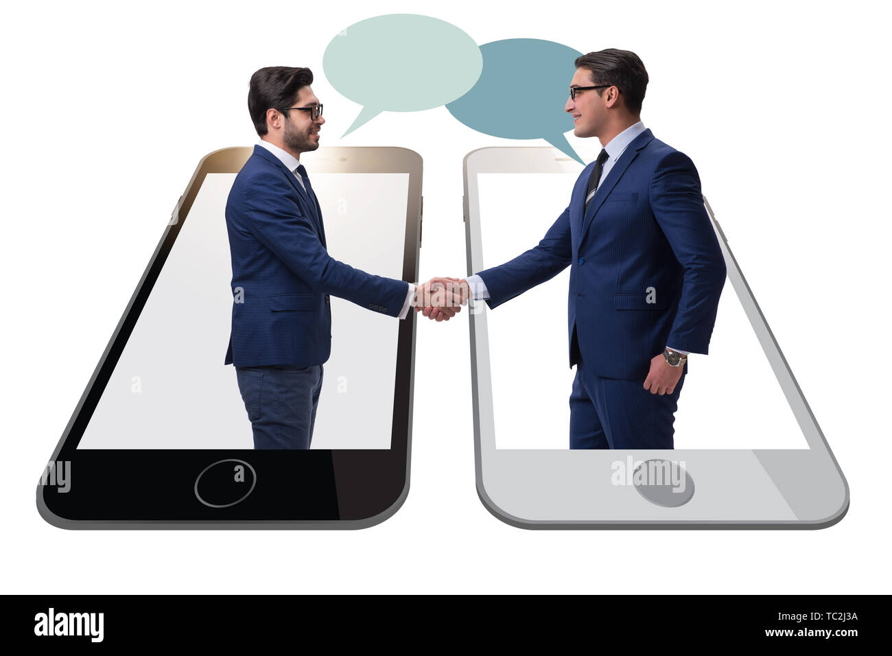 Concept of communication with businessmen handshaking Stock Photo - Alamy
