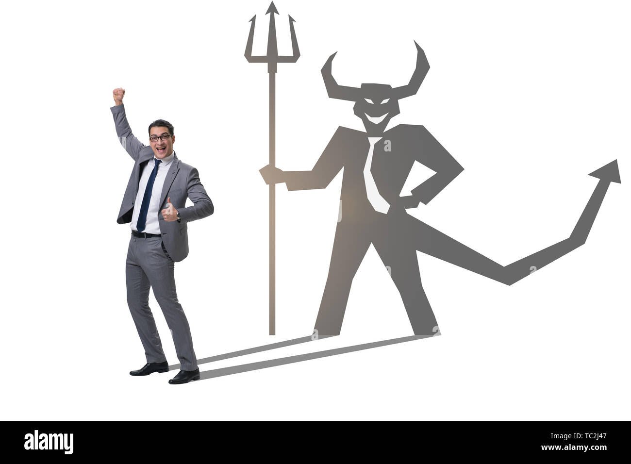 Devil hiding in the businessman - alter ego concept Stock Photo - Alamy