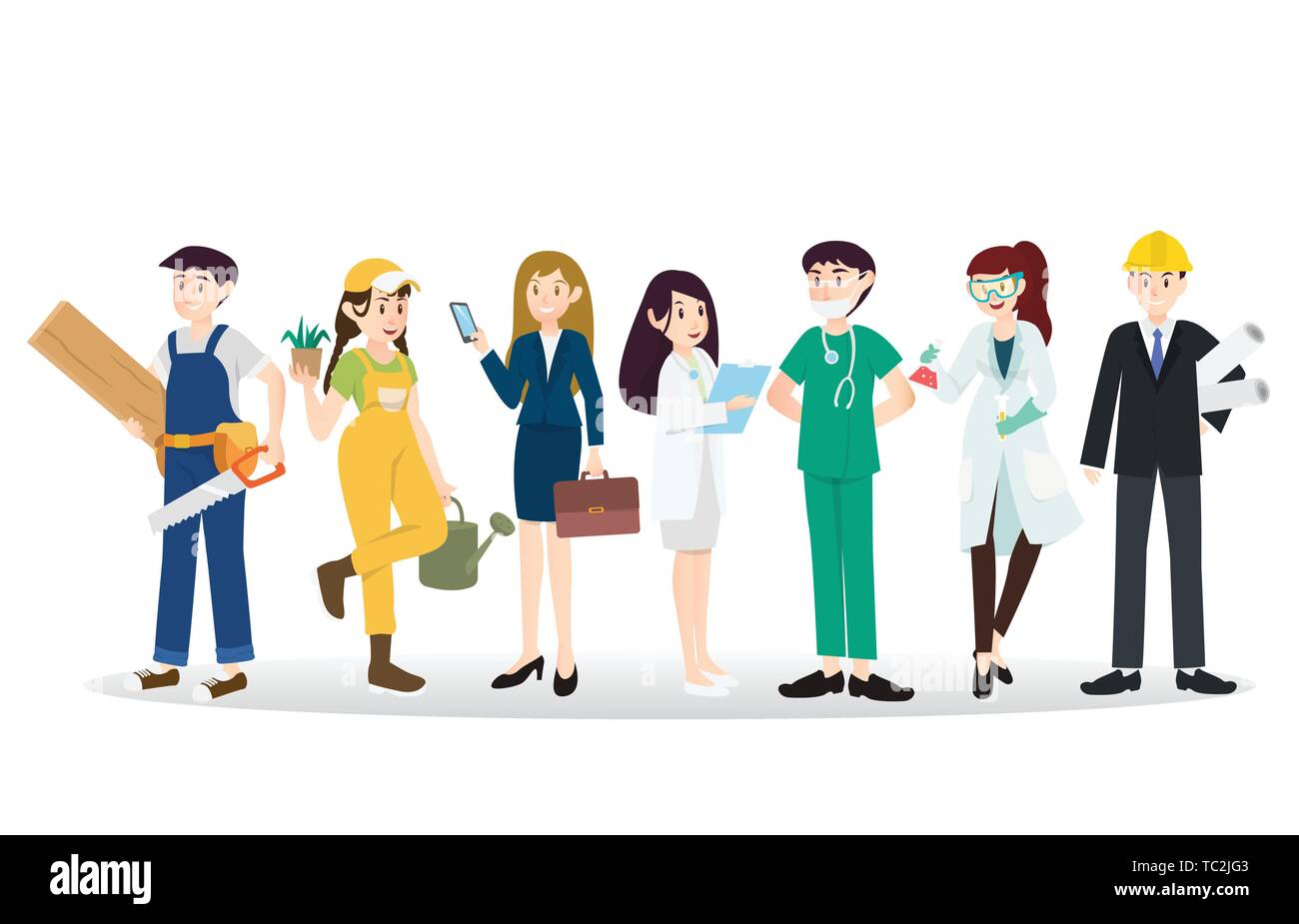 Cartoon illustration people working different Cut Out Stock Images ...