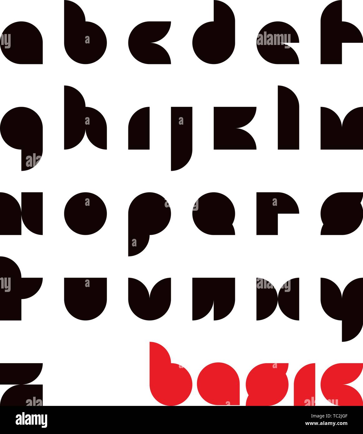 Vector illustration. Basic geometric black typeface in lower case Stock ...