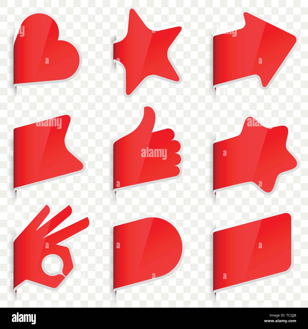 Vector illustration. Nine geometric page markers in 3D style with ...