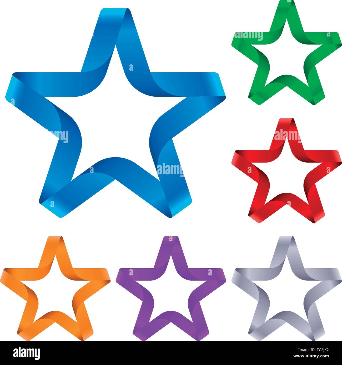 Vector illustration. Ribbon badge star in six colors. Isolate Stock ...