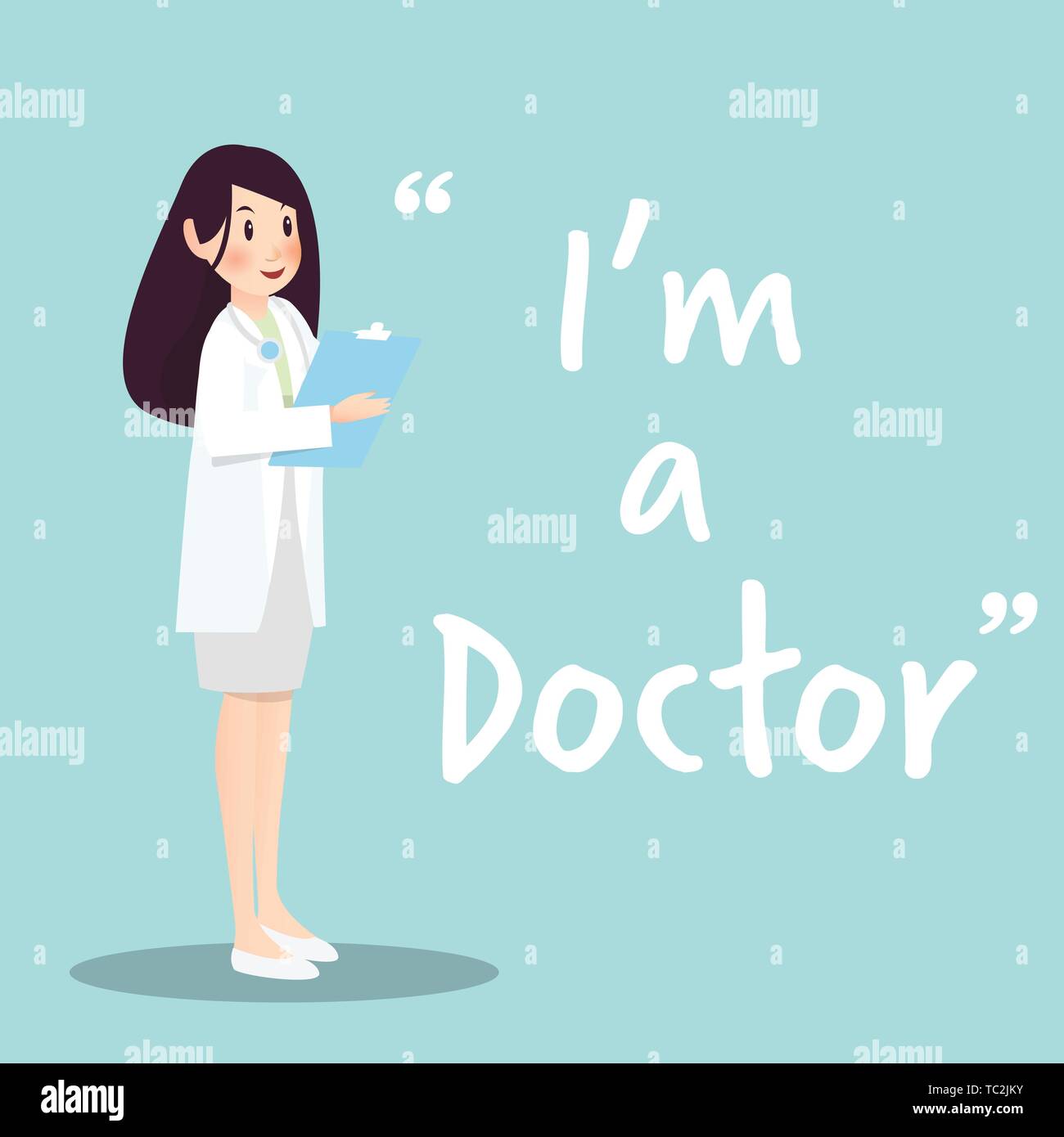 Female doctor clipboard character Stock Vector Images - Alamy
