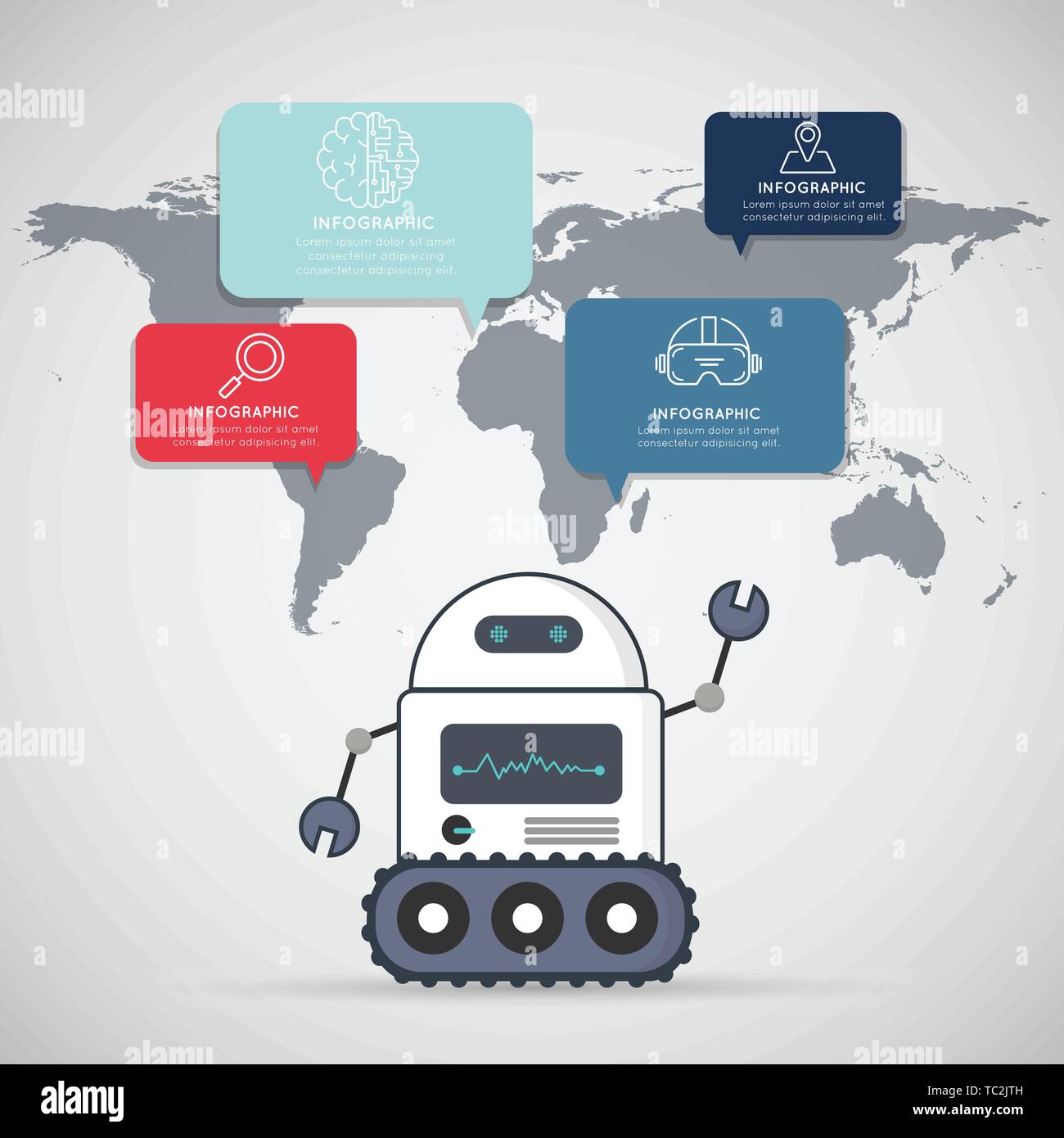 Smart robot with infographic icons illustration design Stock Vector ...