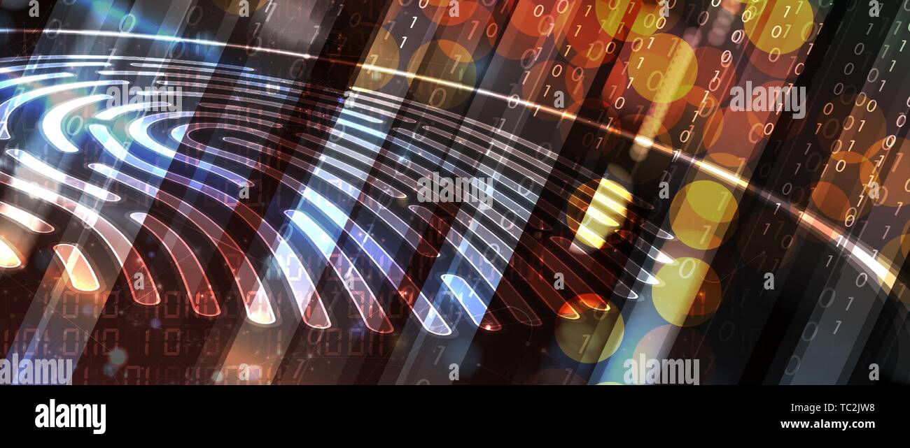 Abstract fingerprint technology business background. Circuit security ...