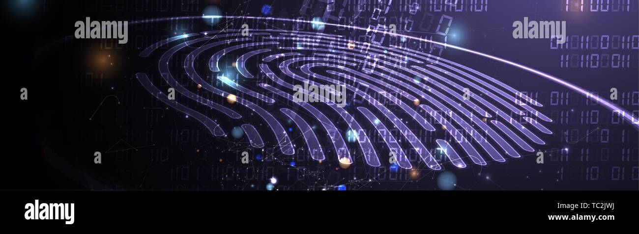Abstract fingerprint technology business background. Circuit security ...