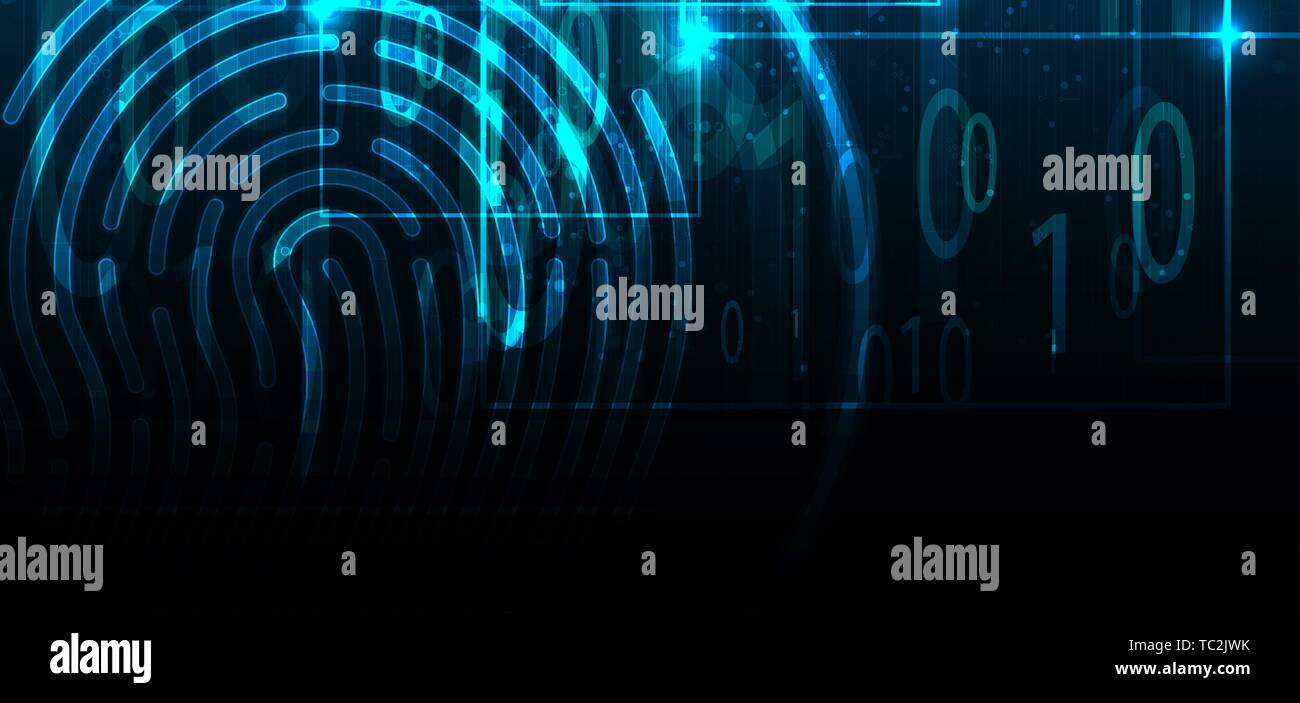 Abstract fingerprint technology business background. Circuit security ...