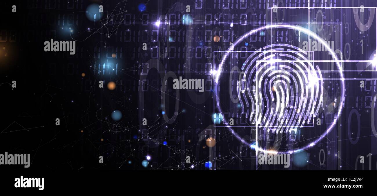 Abstract fingerprint technology business background. Circuit security ...