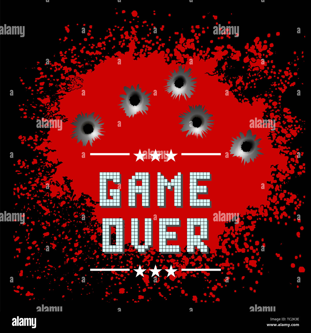 Retro Game Over Sign with Red Drops. Gaming Concept. Video Game Screen ...
