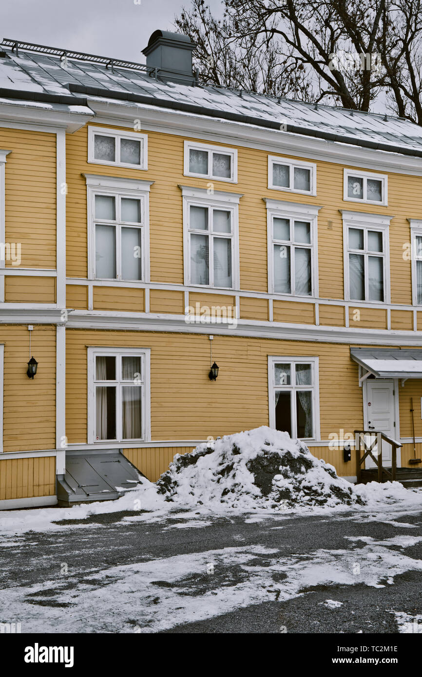 Traditional yellow timber building, Sweden, Scandinavia Stock Photo - Alamy