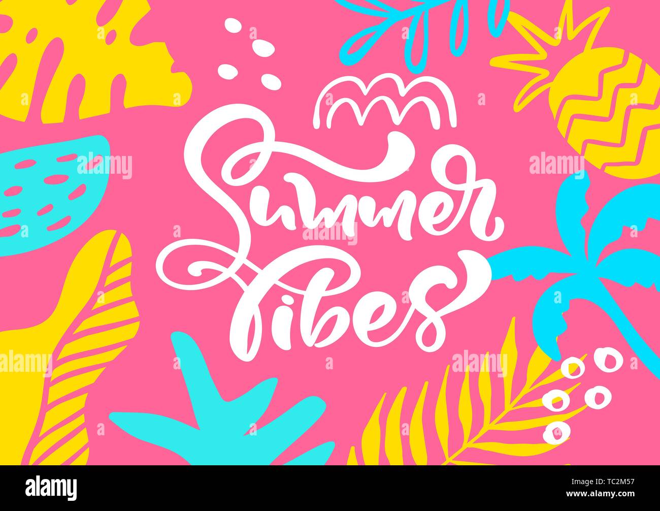 Cute scandinavian greeting card with calligraphic lettering text Summer ...