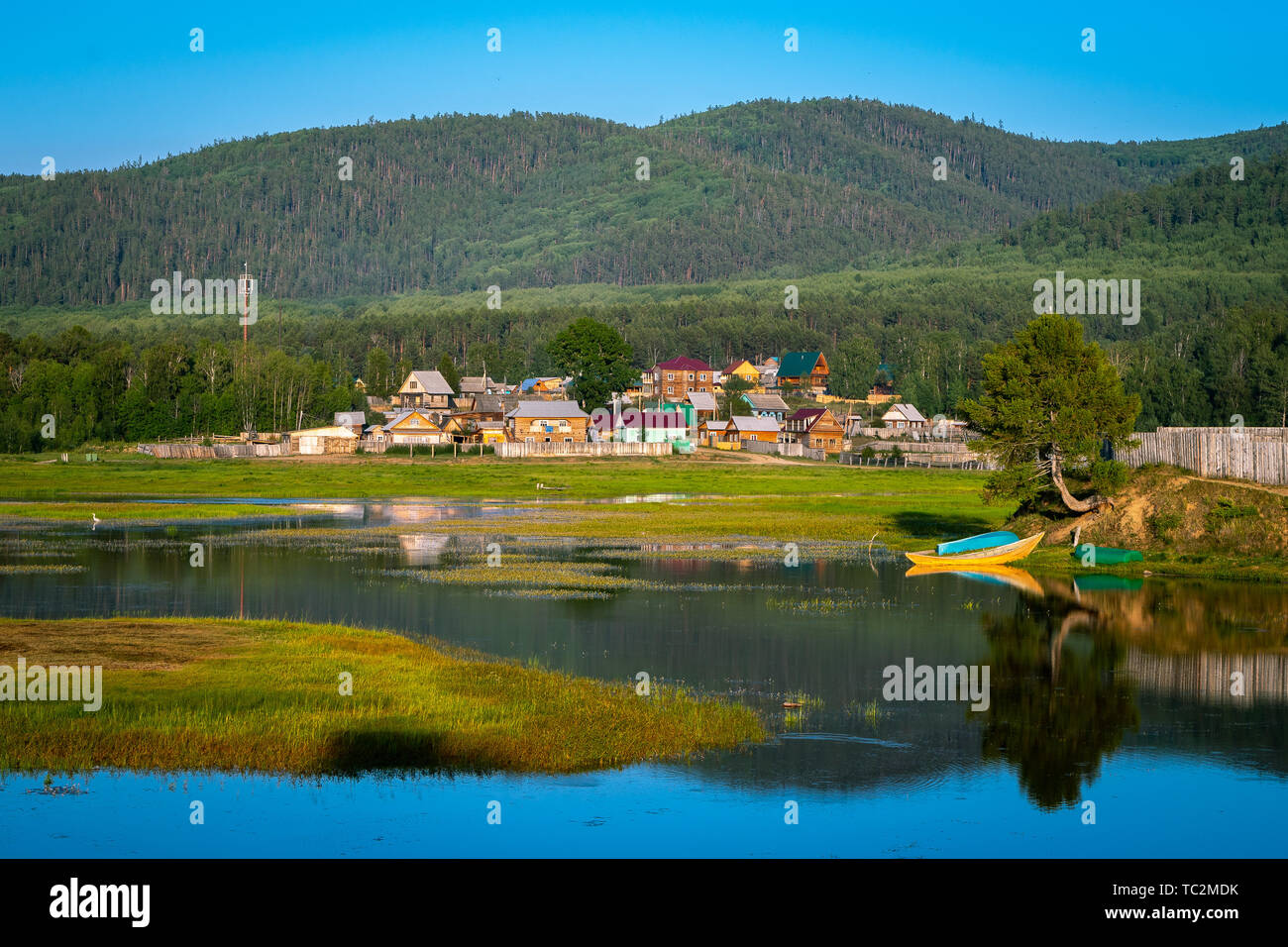 Small village on lake Baikal in Russia Stock Photo - Alamy