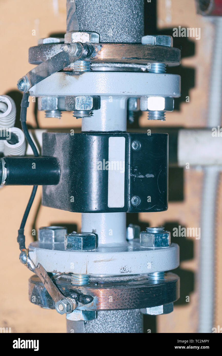 Connection of the supply pump in the home heating system Stock Photo ...