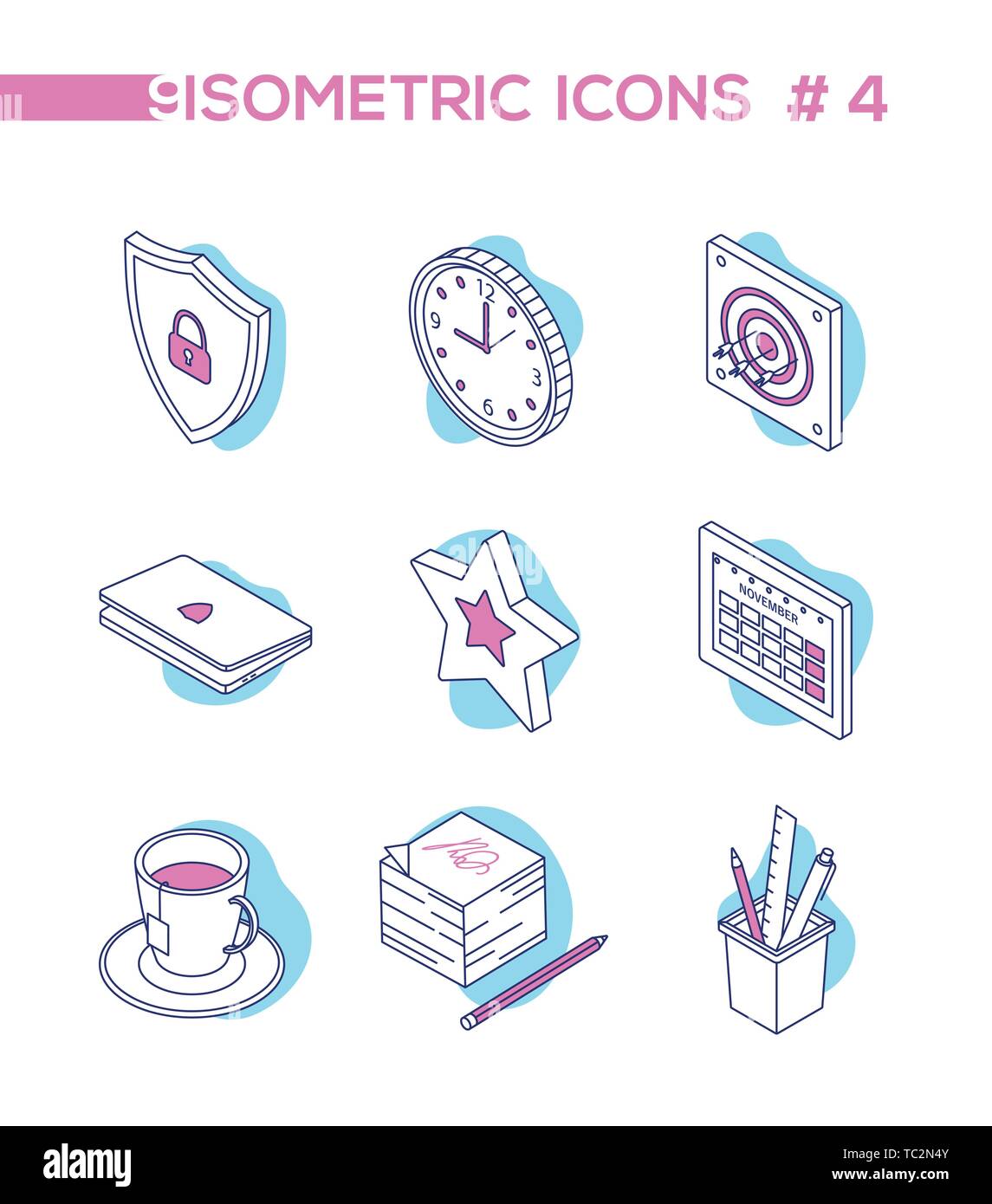 Office work - line design style isometric icons Stock Vector Image ...