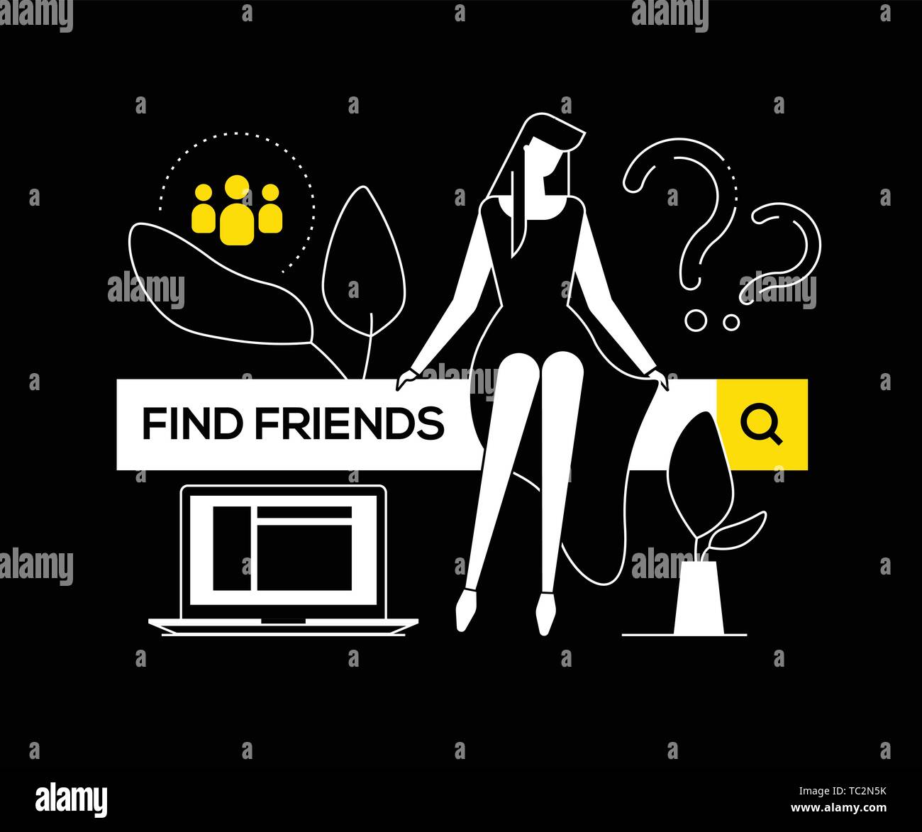 Find friends - modern colorful flat design style illustration Stock ...