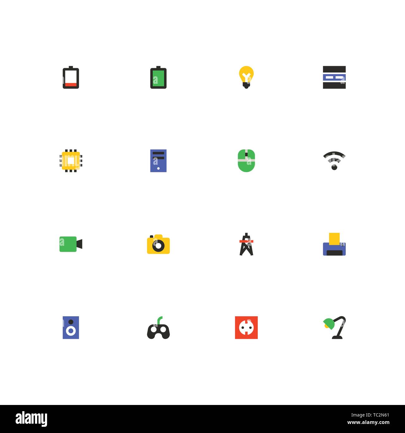 Technology concepts - colorful material design icons set Stock Vector ...