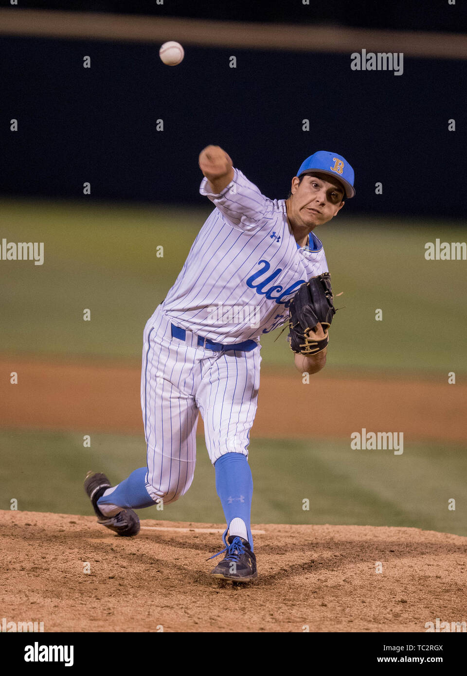 Los Angeles, CA, USA. 03rd June, 2019. UCLA pitcher (32) Ryan Garcia ...