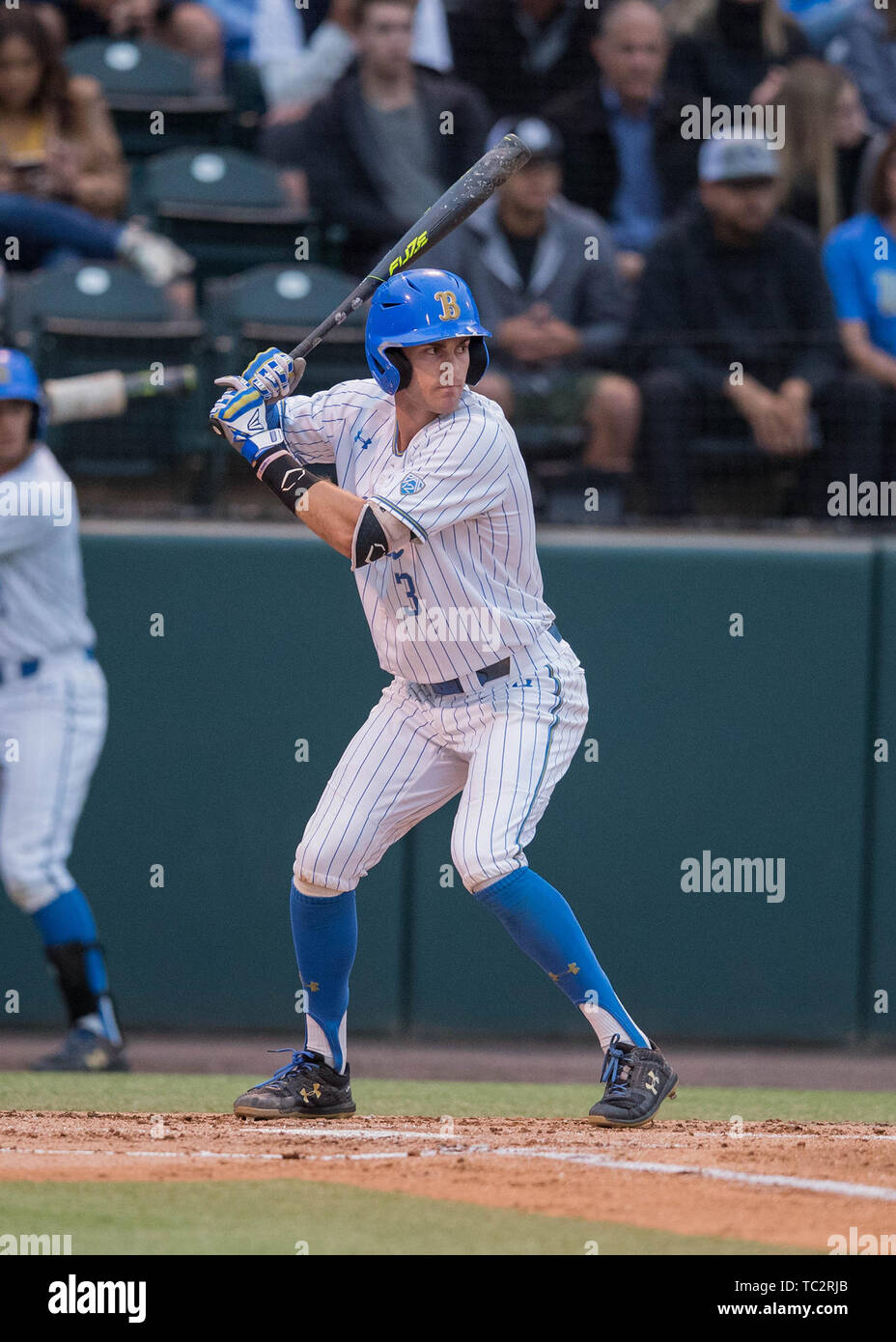 Los Angeles, CA, USA. 03rd June, 2019. UCLA shortstop (3) Ryan Kreidler ...
