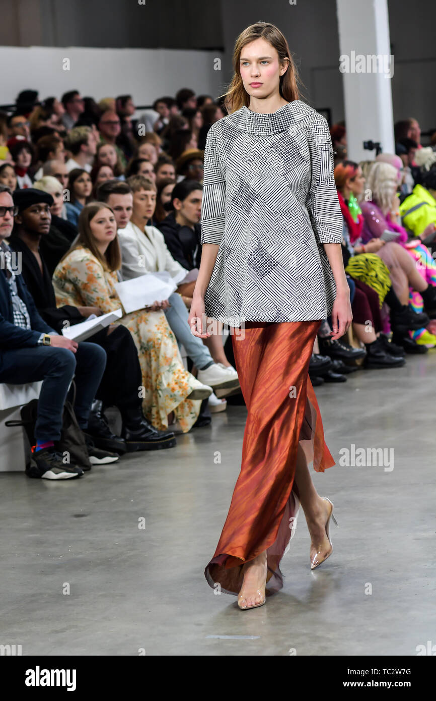 London, UK. 4th June, 2019. UCA Rochester showcases at Graduate Fashion ...