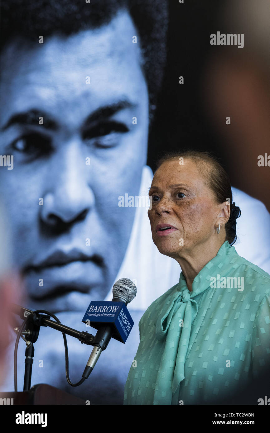 Phoenix, Arizona, USA. 3rd June, 2019. LONNIE ALI, widow of former ...