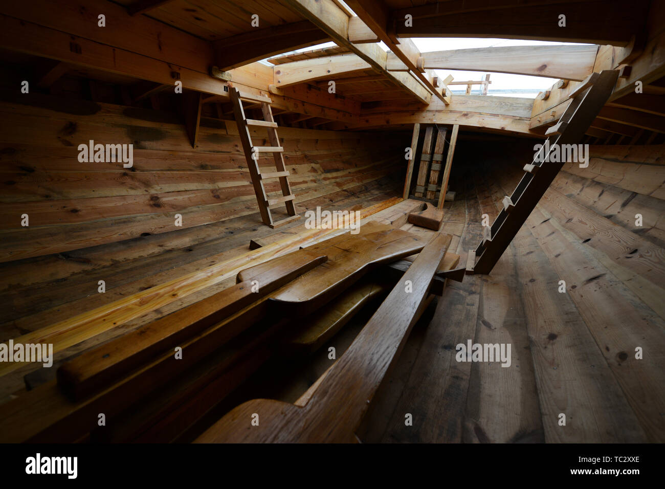 Trier, Germany. 04th June, 2019. The rudders are located in the hold of ...
