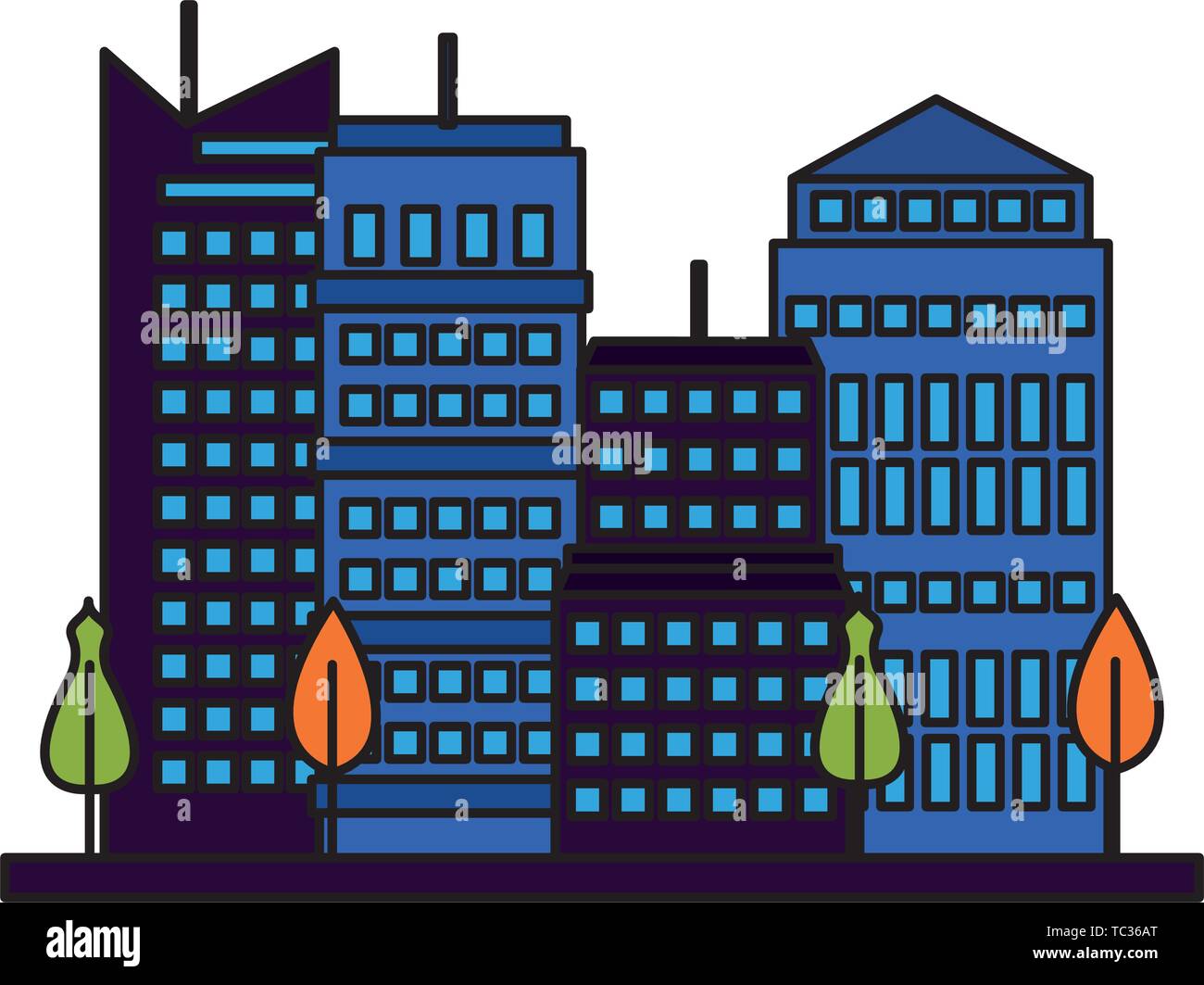 urban city downtown trees vector illustration Stock Vector Image & Art ...