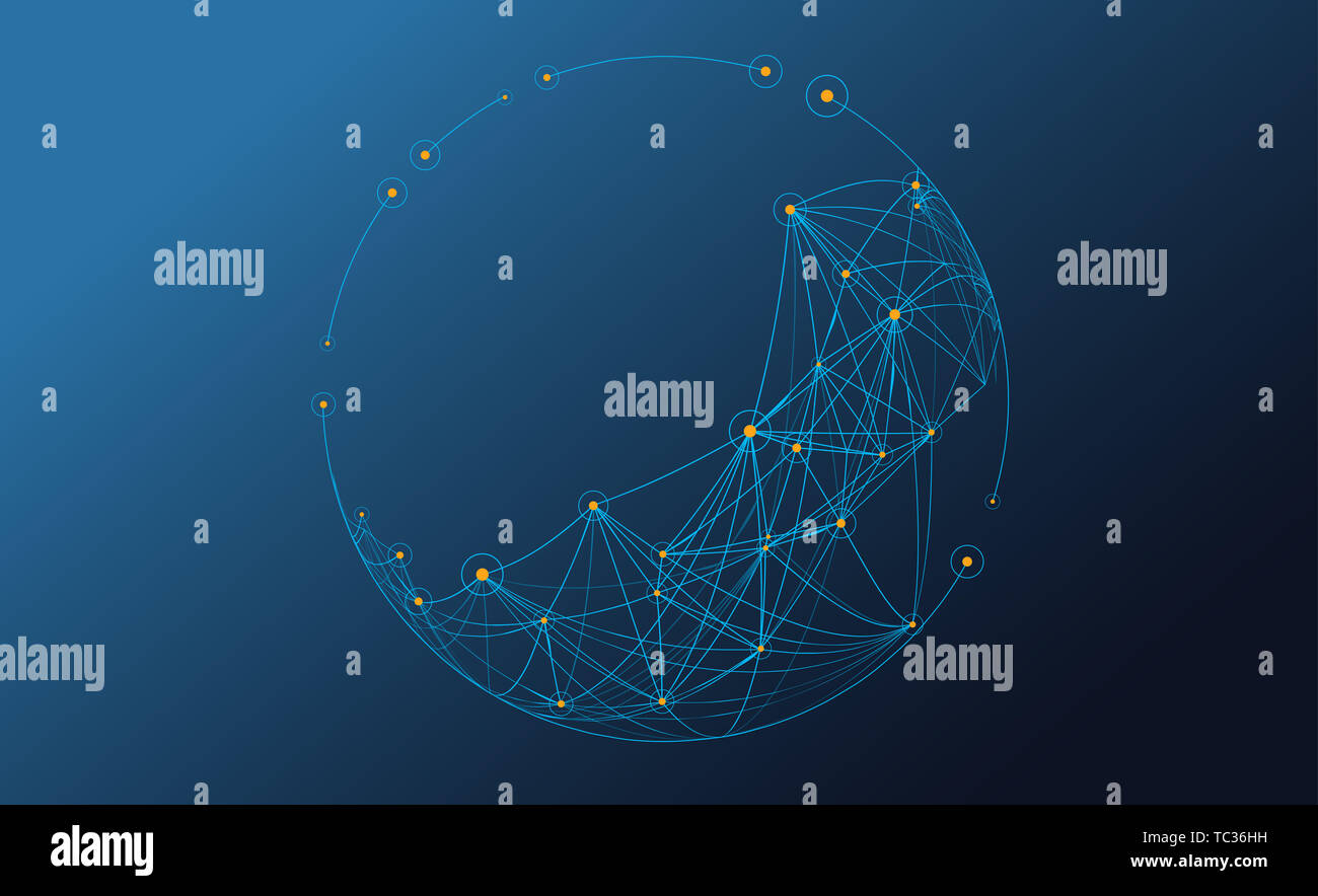 Abstract Earth composed of interconnected dot lines, scientific and ...