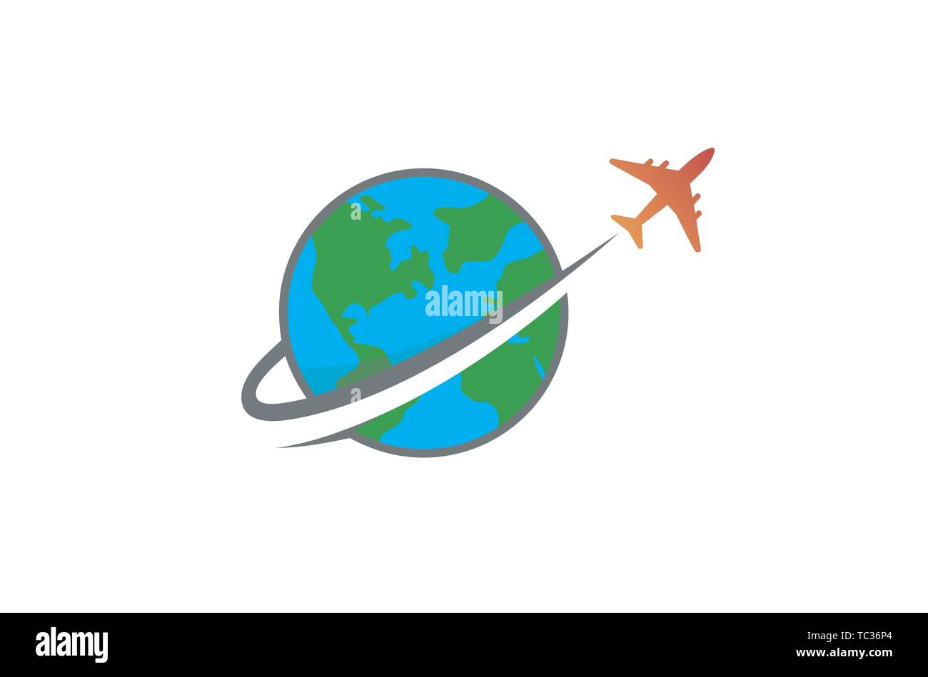 Circle Earth Planet Airplane Creative Logo Vector Symbol Design ...