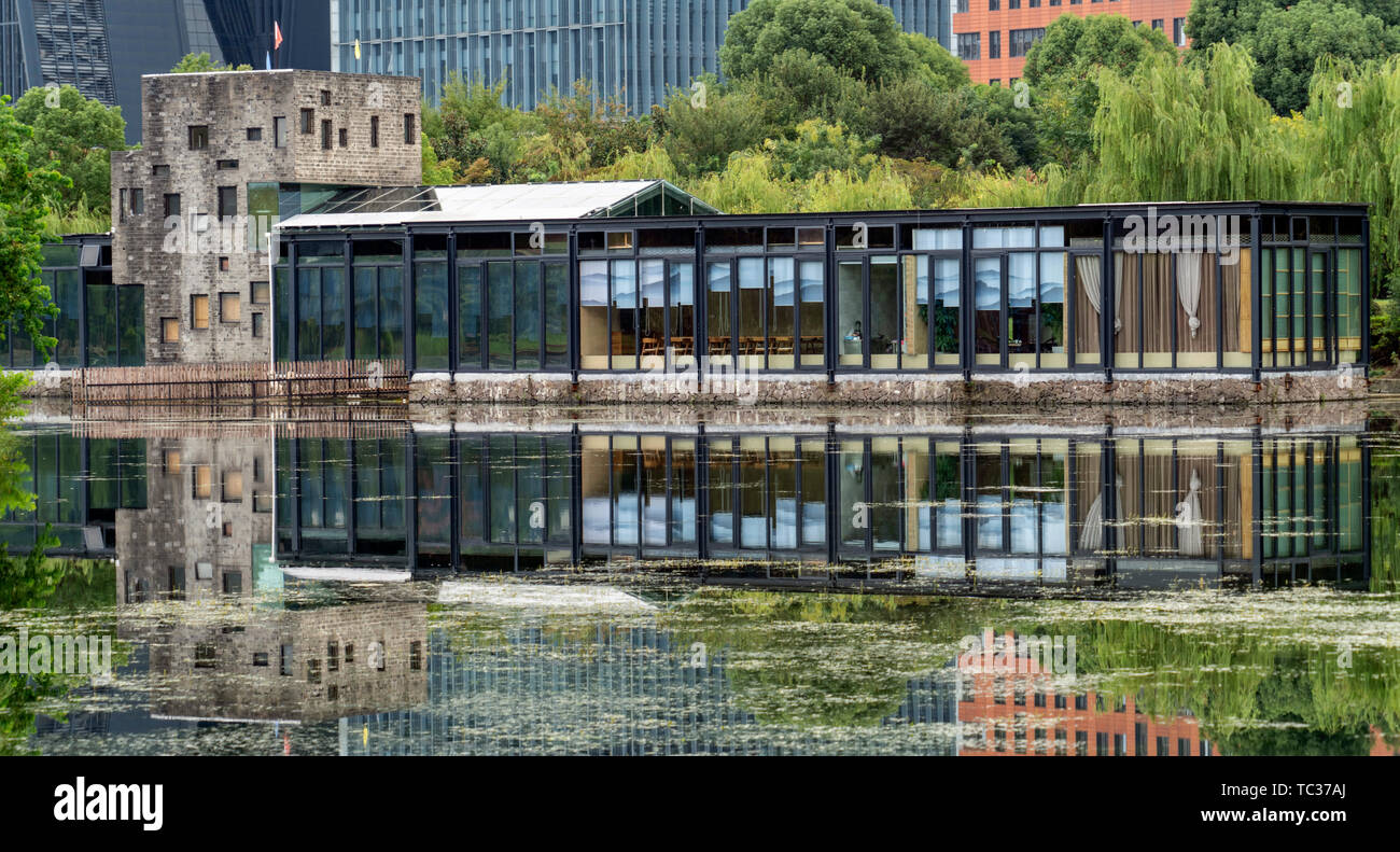 Five scattered house building Stock Photo - Alamy