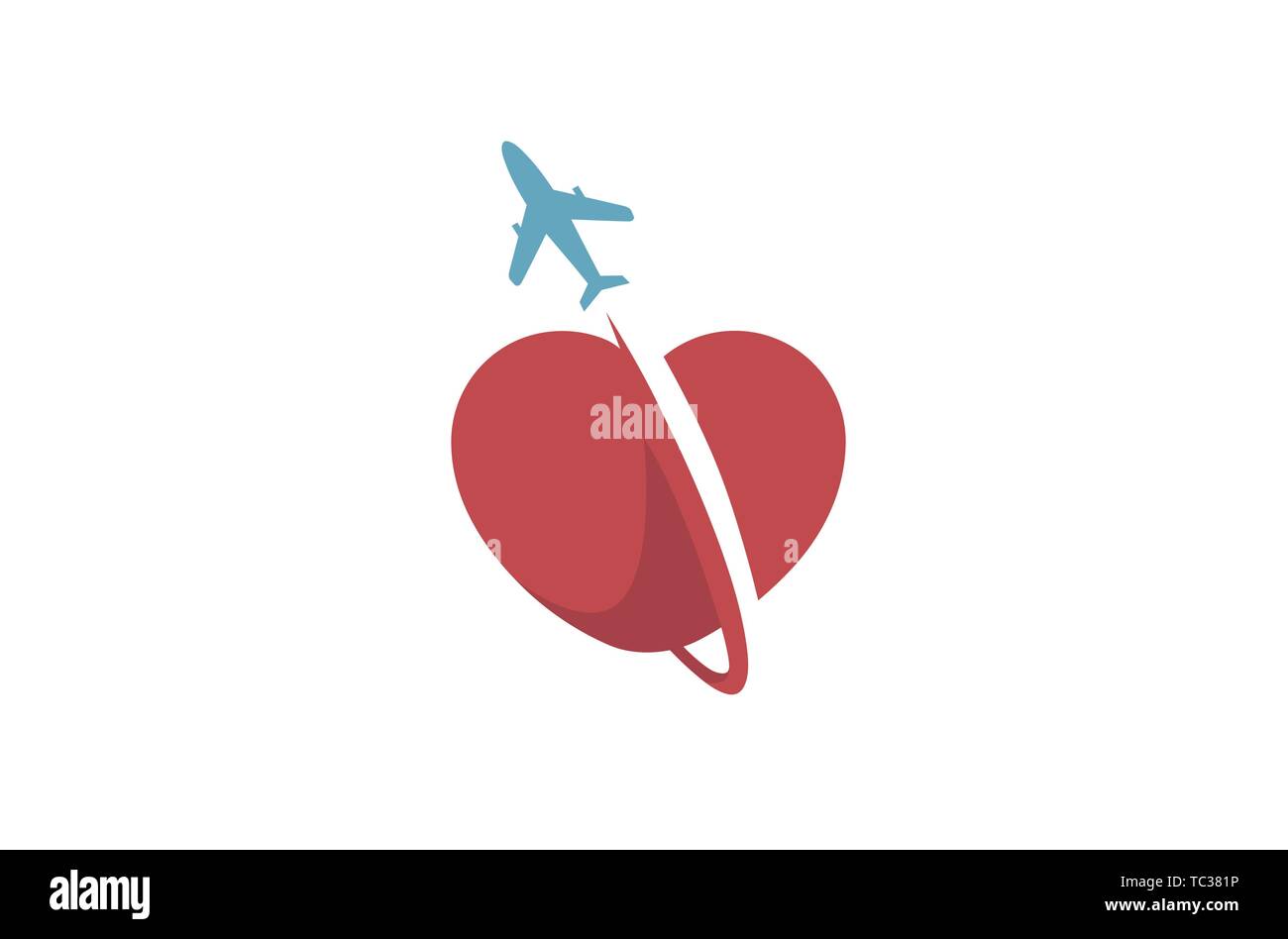 Creative heart aircraft Logo Vector Design Illustration Stock Vector ...