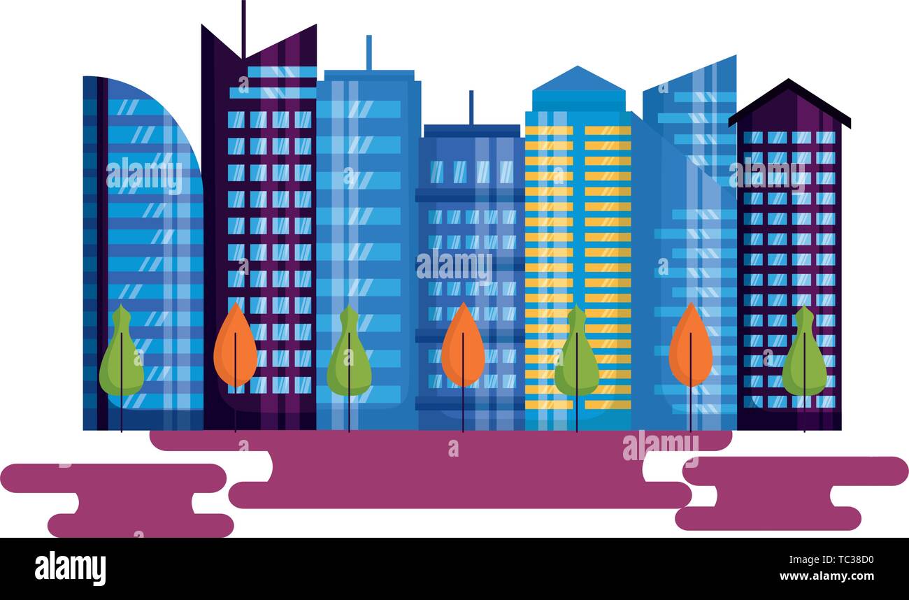 urban city downtown trees vector illustration Stock Vector Image & Art ...