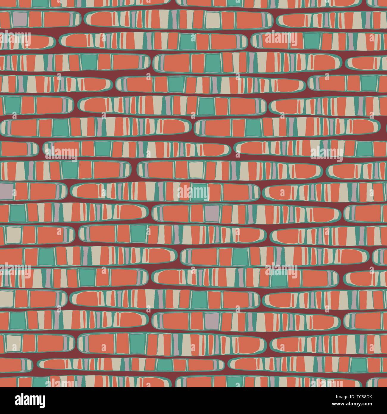 Abstract rows of geological strata oblong multicolor shapes in ...