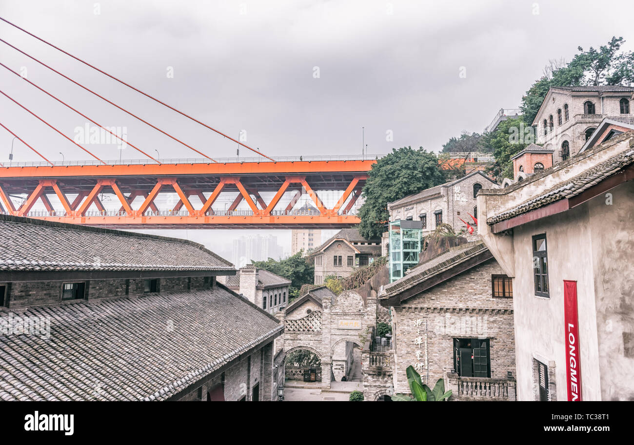 Scenery of Dongshui Gate Bridge in Chongqing Stock Photo - Alamy