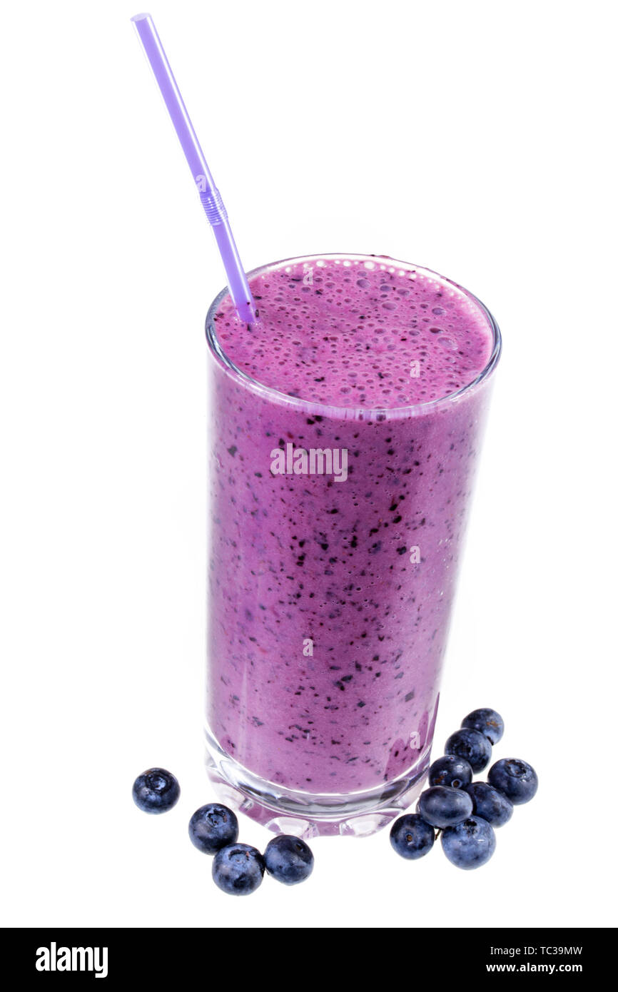Blueberry smoothie milk shake. Fresh fruit blueberry Stock Photo - Alamy