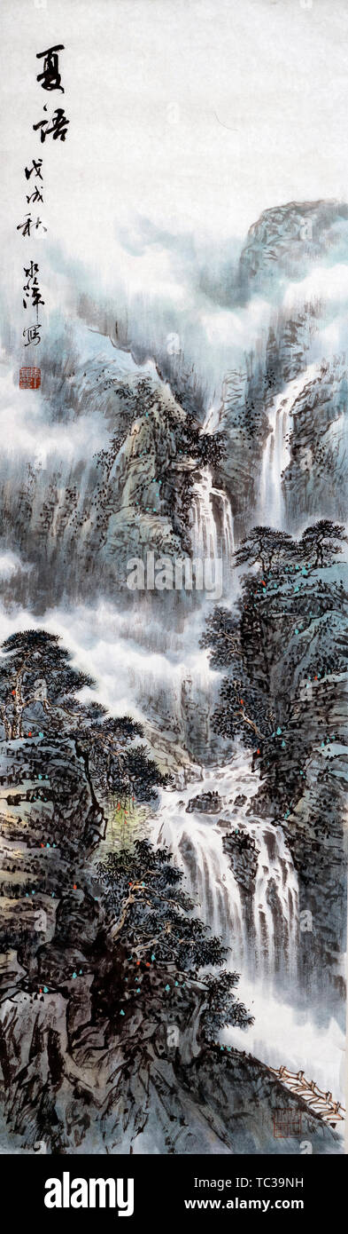 Chinese landscape painting waterfall hi-res stock photography and ...