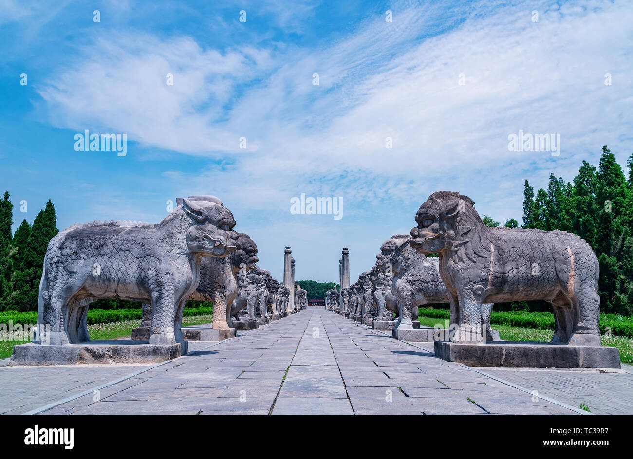 Stone statue of Ming ancestral mausoleum Stock Photo - Alamy