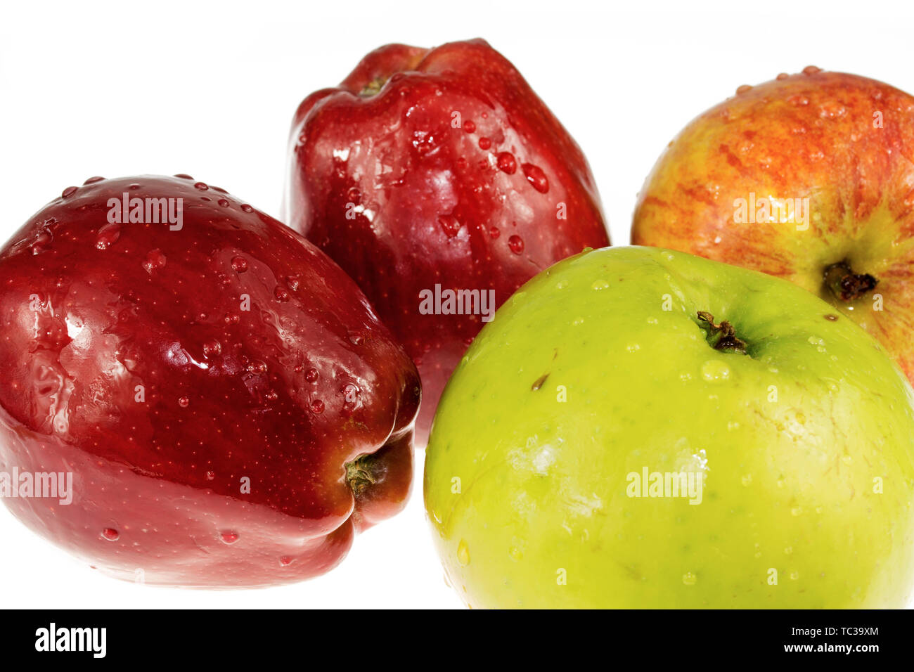 Bunch of Ripe Red and Green Apples. Fresh Bio Organic Apple with Water ...