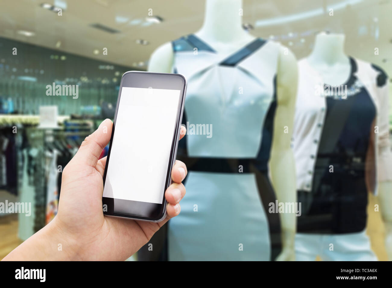 mobile phone with display window of fashion Stock Photo - Alamy