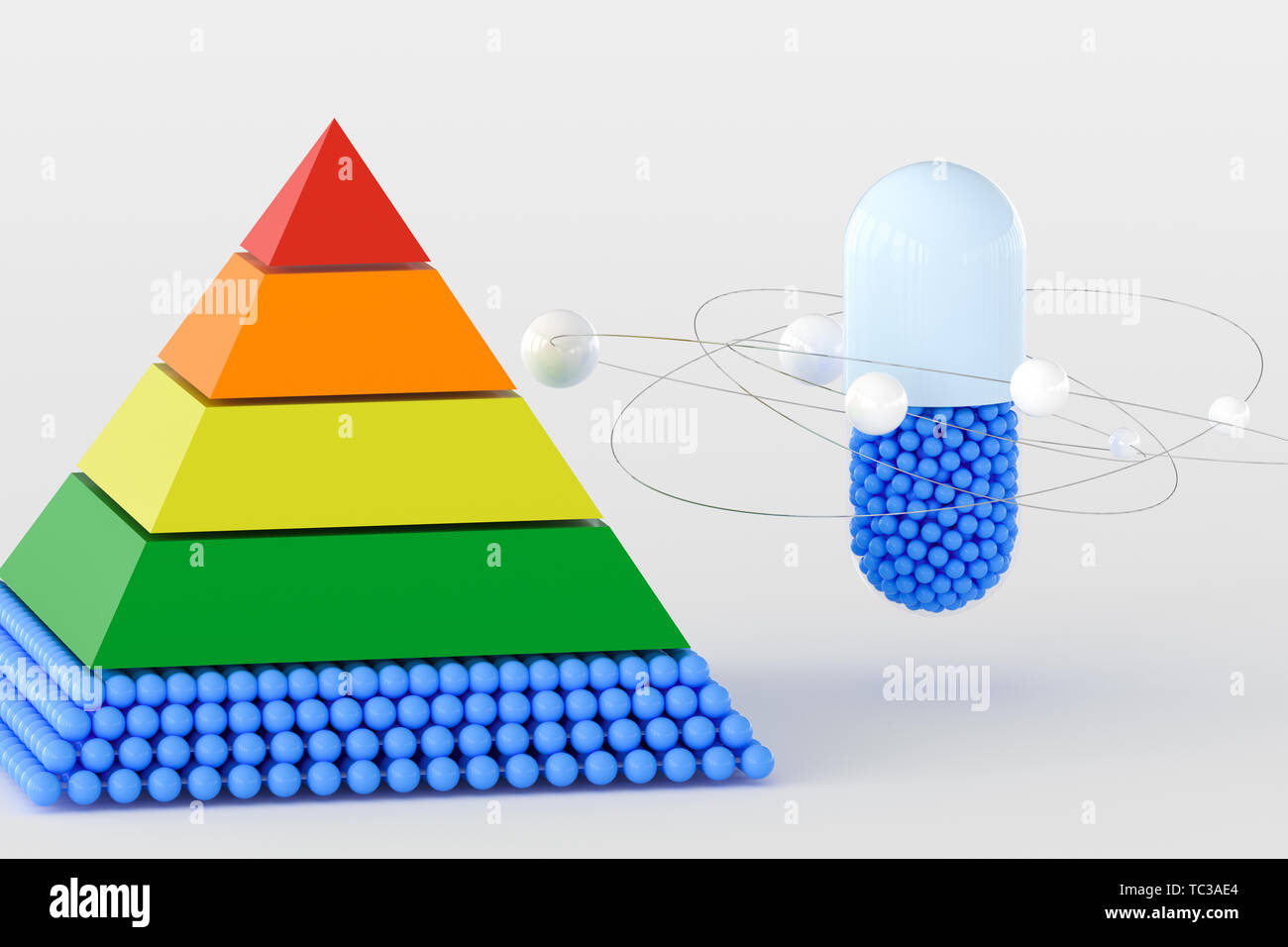 Statistical pyramids with capsules, three-dimensional rendering Stock ...